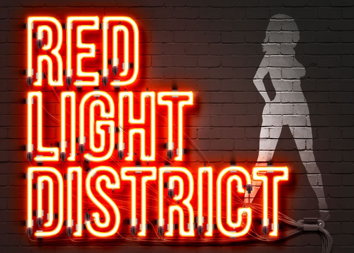 'Red Light District neon' Poster, picture, metal print, paint by StuStu ...