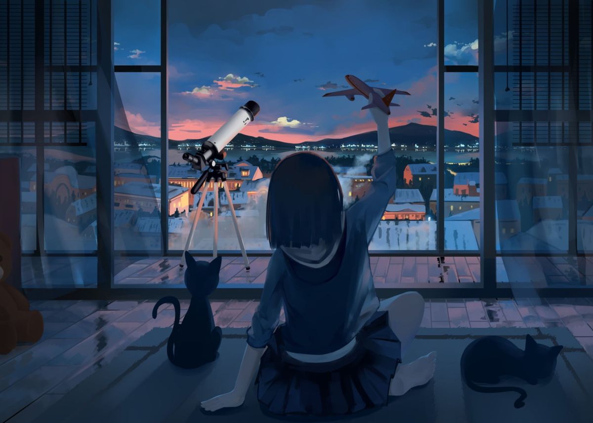 Anime Girl Looking Out The Window