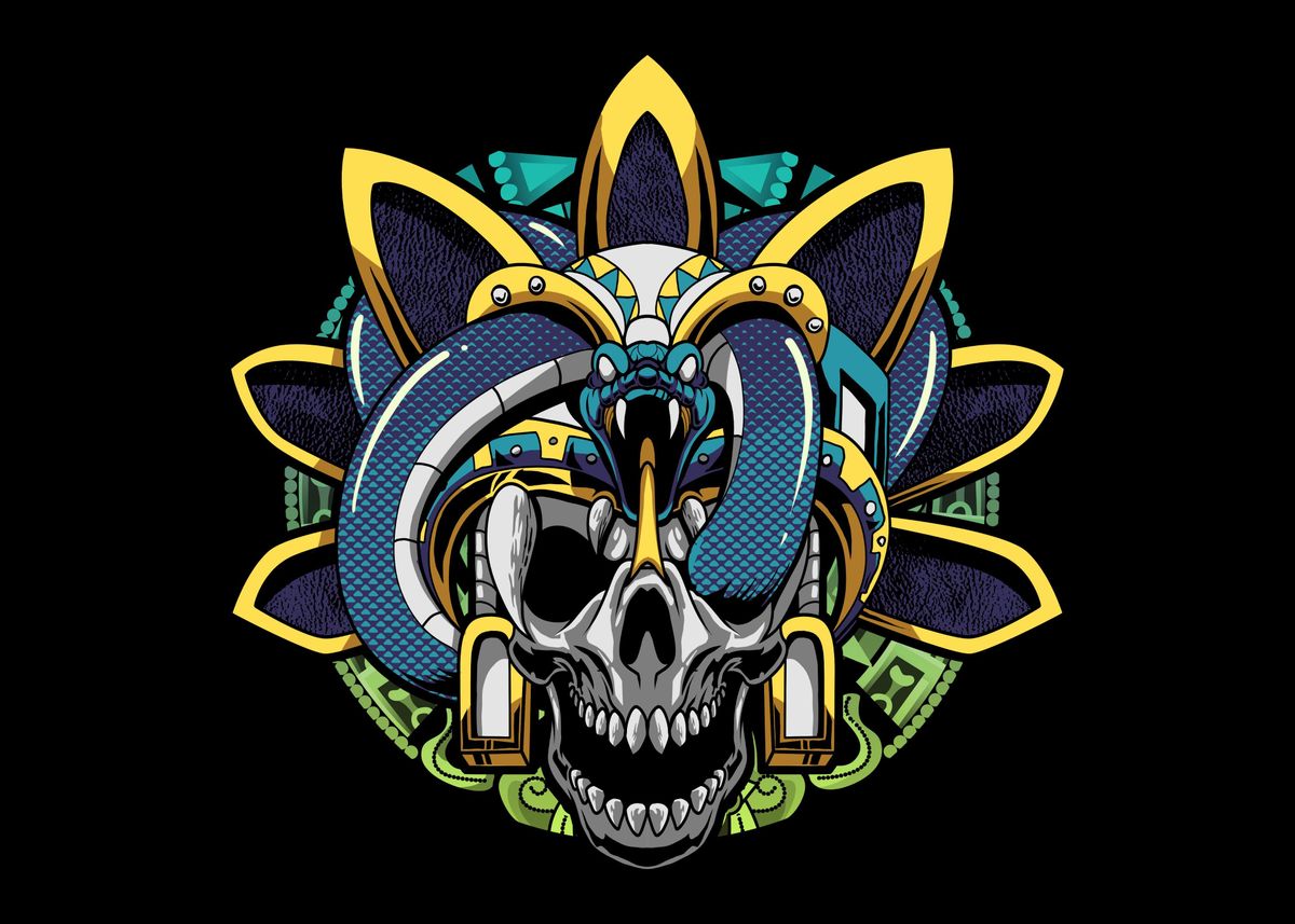 'Aztec' Poster, picture, metal print, paint by BobbyBubble | Displate