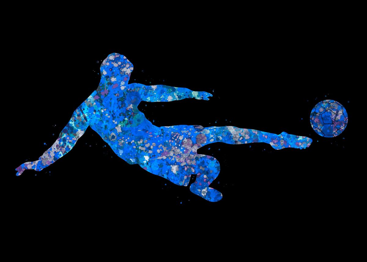 'Soccer player blue' Poster, picture, metal print, paint by Yahya Art ...