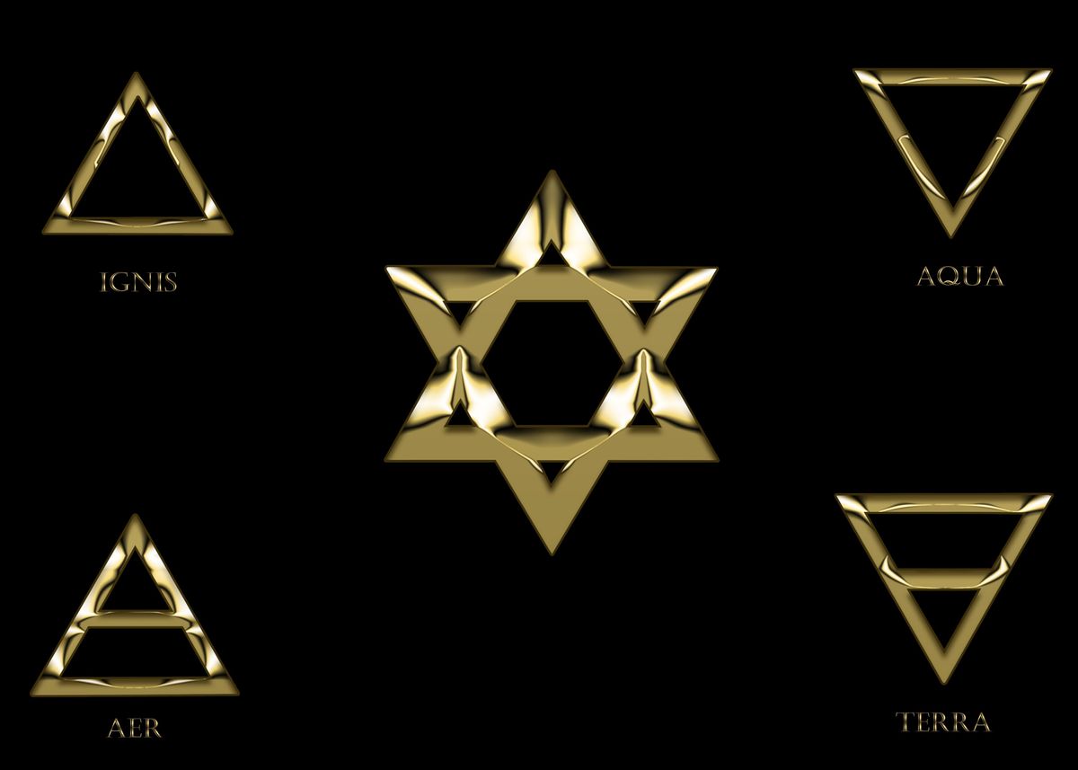 'THE 4 ELEMENTS' Poster, picture, metal print, paint by TroisiemeOeil ...