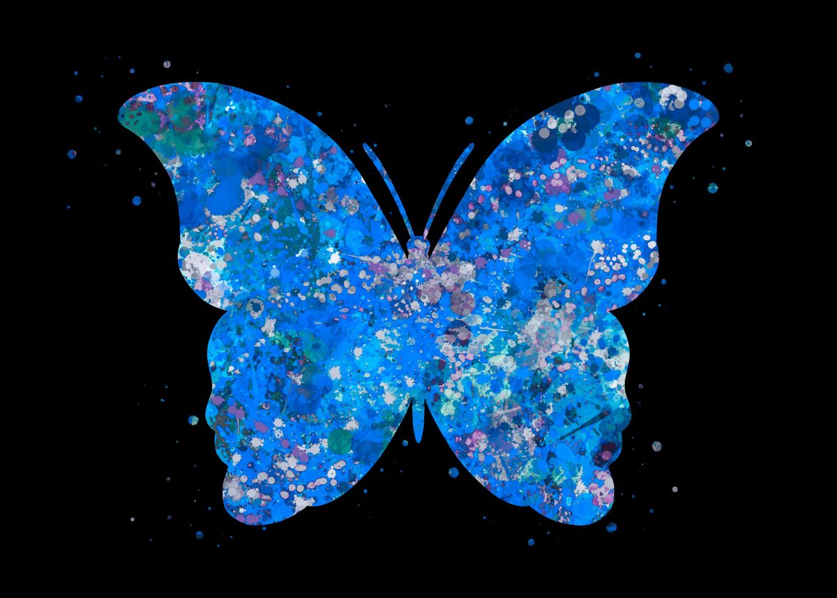 'Butterflies blue art' Poster by Yahya Art | Displate
