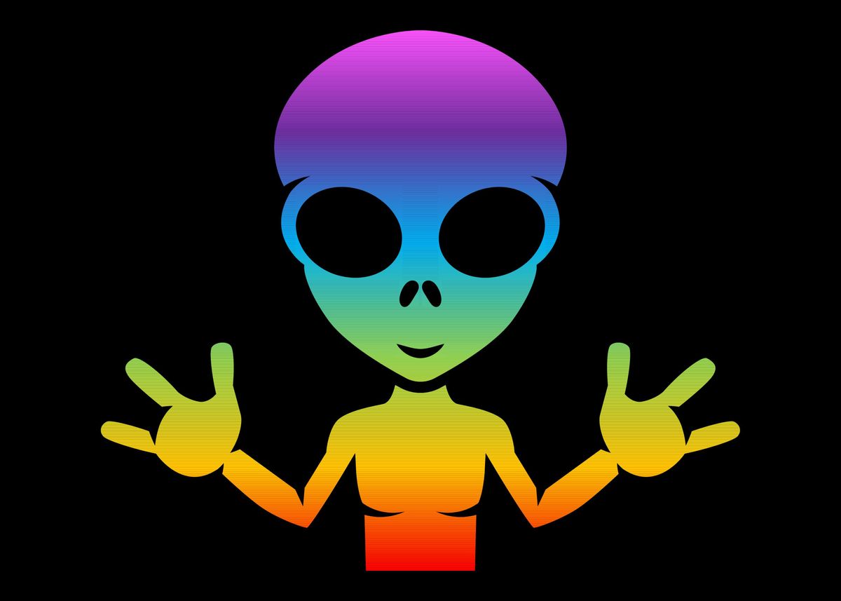 'Gay Pride Alien' Poster, picture, metal print, paint by Michael | Displate
