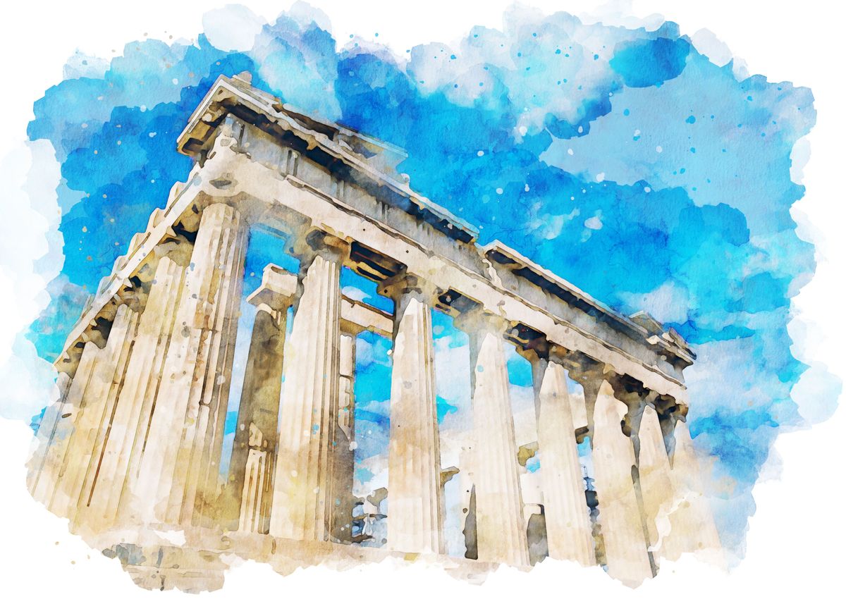 'Parthenon Watercolor' Poster by Kardus Studio x Bakul Gambar | Displate
