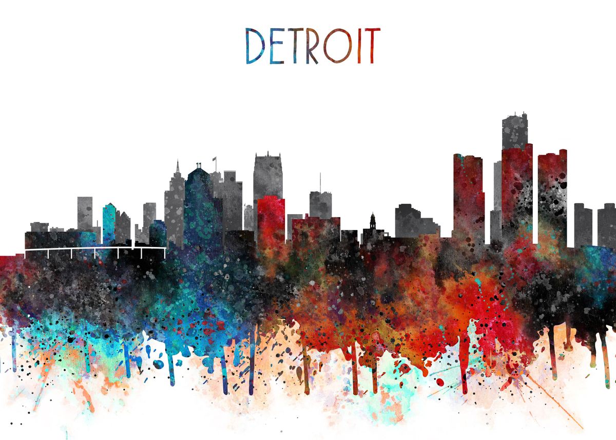 'Detroit ' Poster, picture, metal print, paint by RosaliasArt | Displate