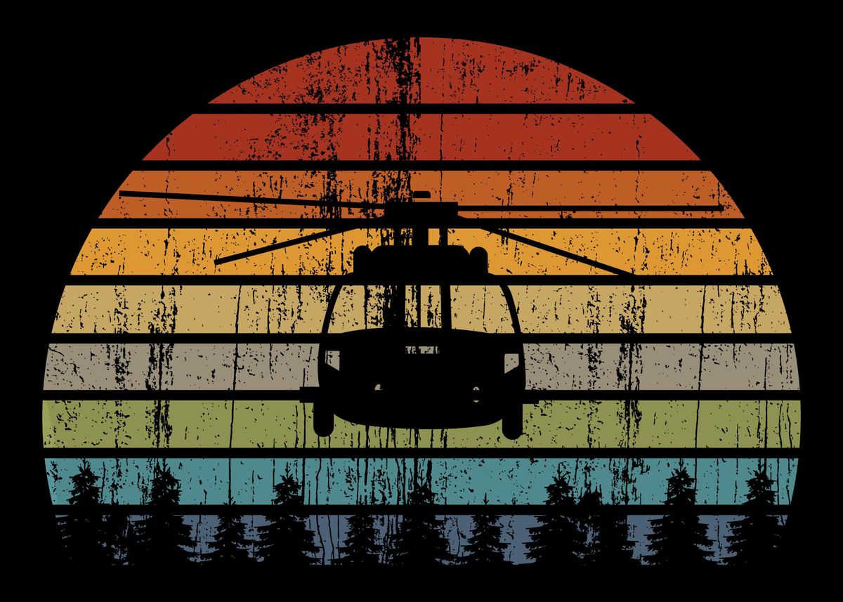 'Retro Helicopter Pilot' Poster by CrazySquirrel | Displate