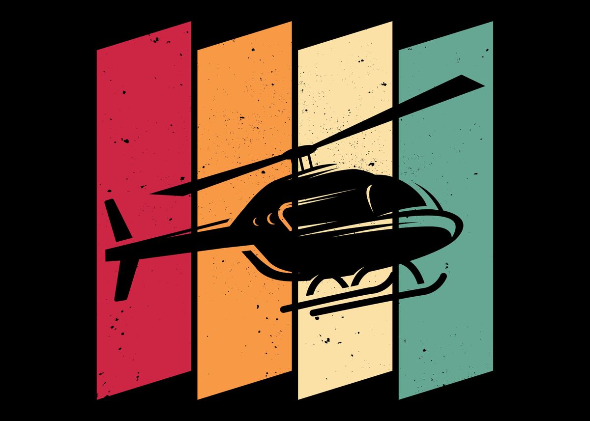 'Retro Helicopter Pilot' Poster, picture, metal print, paint by ...