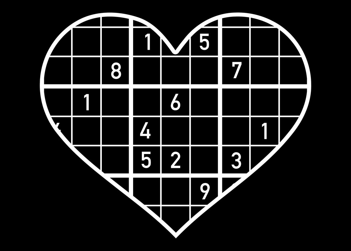 'Sudoku heart' Poster, picture, metal print, paint by Designzz | Displate