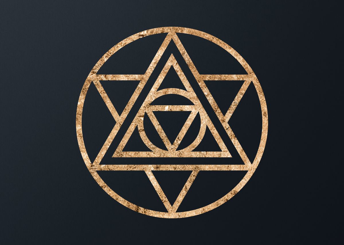 'Gold Geometric Glyph Sign' Poster, picture, metal print, paint by Holy ...