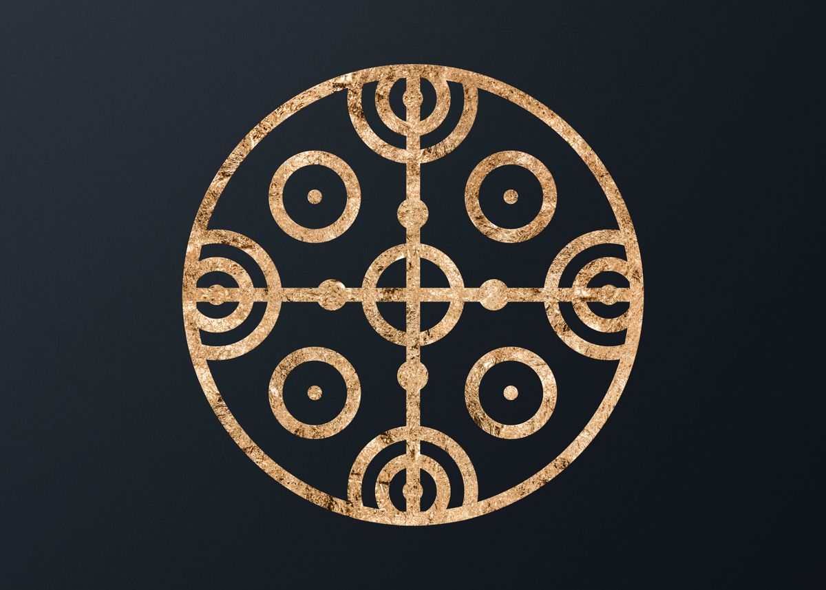 'Gold Geometric Glyph Sign' Poster, picture, metal print, paint by Holy ...