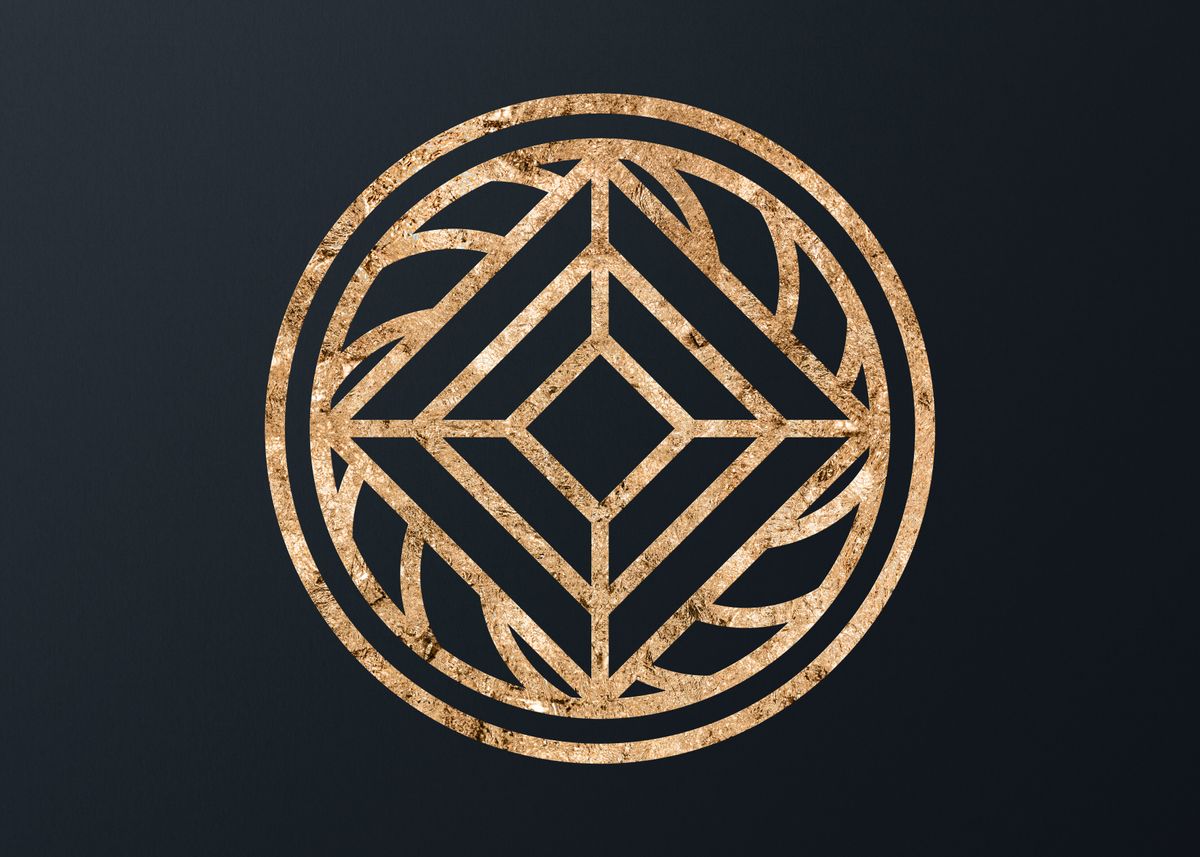 'Gold Geometric Glyph Sign' Poster, picture, metal print, paint by Holy ...