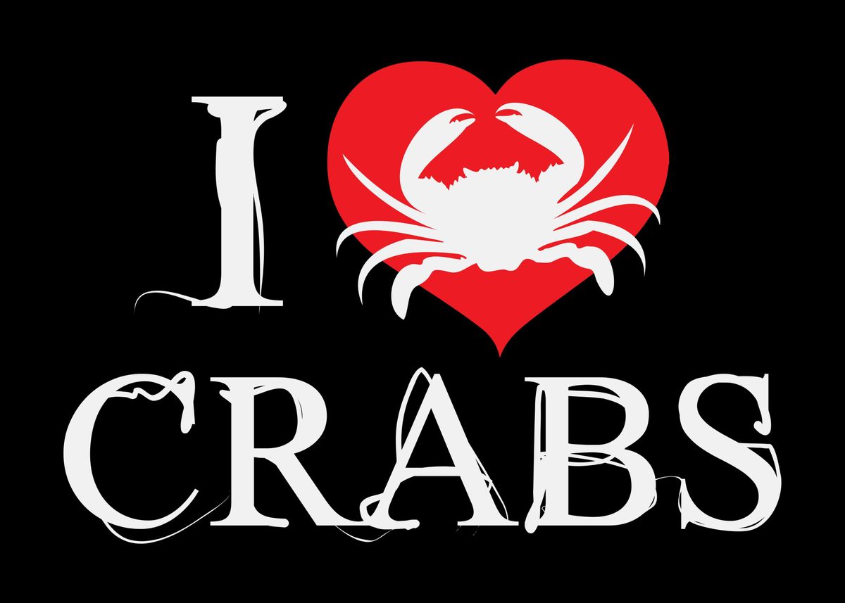 'I Love Crabs Heart Crab' Poster, picture, metal print, paint by ...