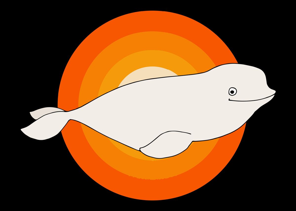 'Beluga Whale Retro Beluga ' Poster by Patrik | Displate