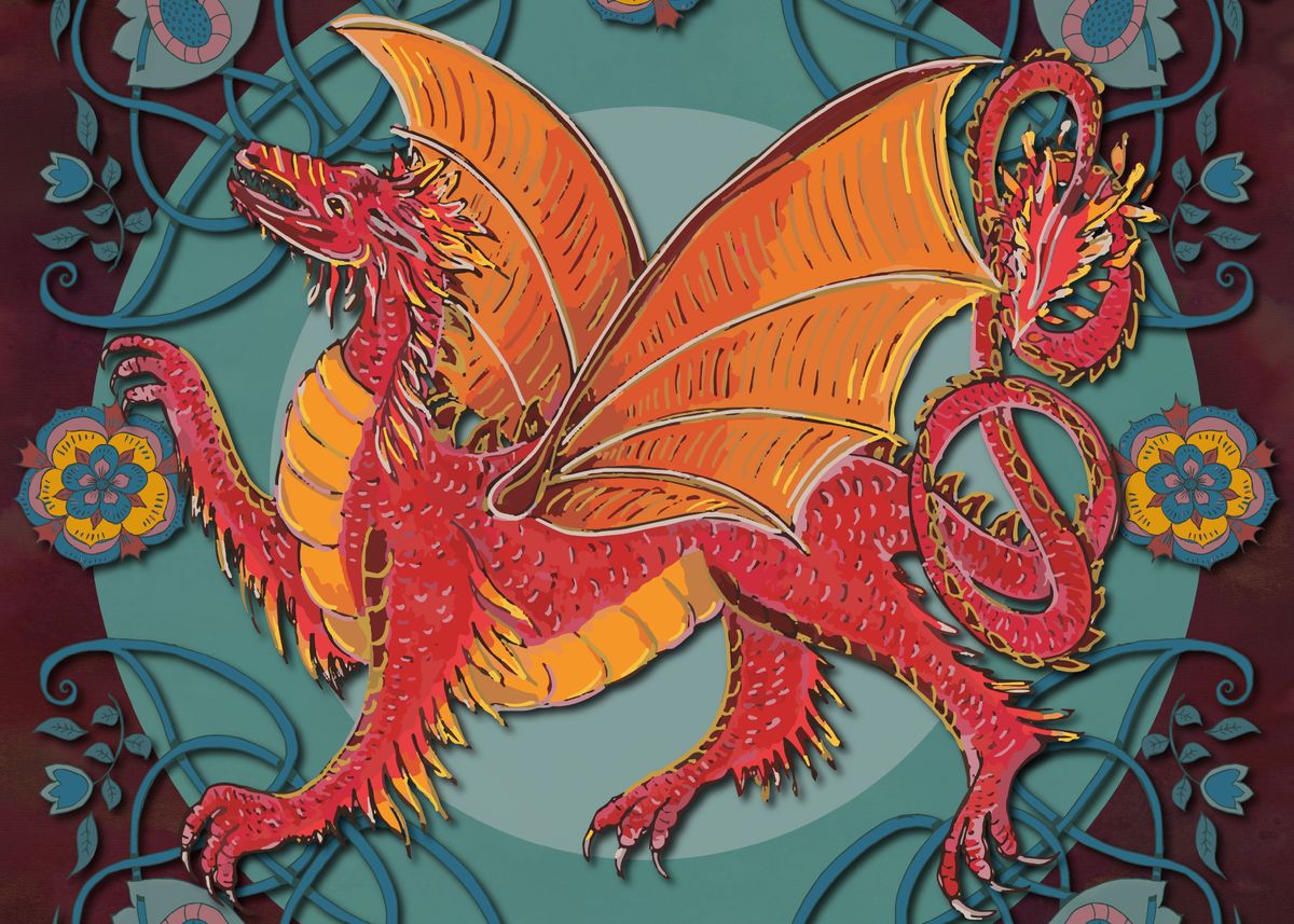 'Celtic Fire Dragon' Poster, picture, metal print, paint by Lotti Brown ...