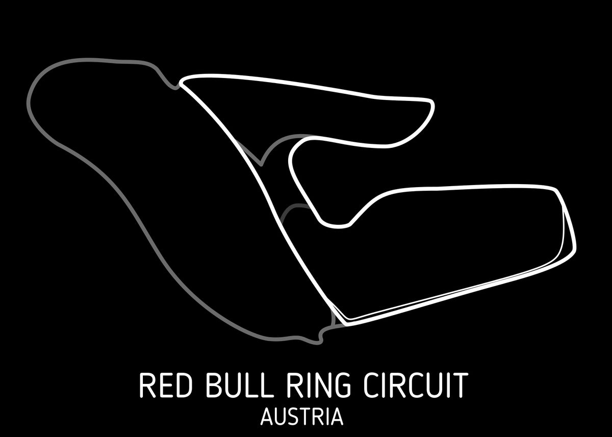 'Red Bull Ring Circuit Map' Poster, picture, metal print, paint by ...