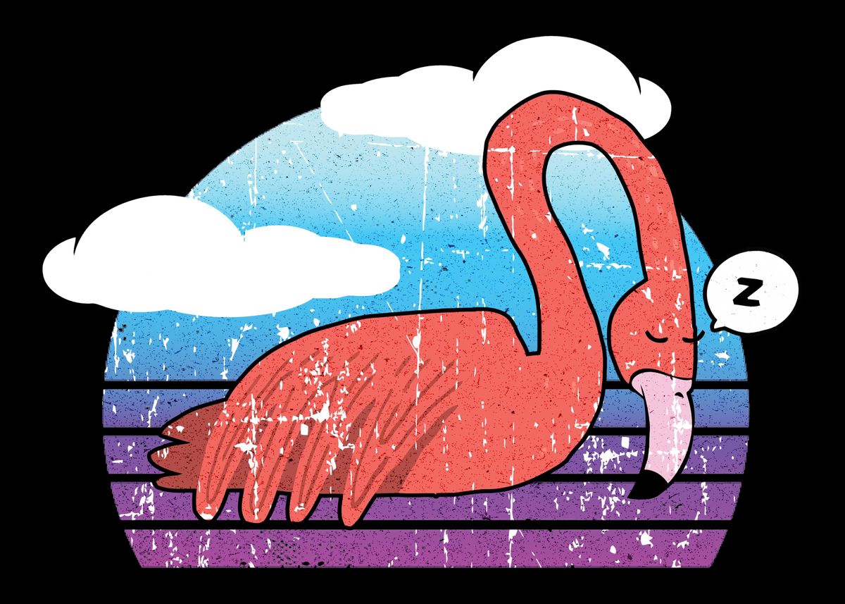 'Sleeping flamingo gift' Poster, picture, metal print, paint by ...