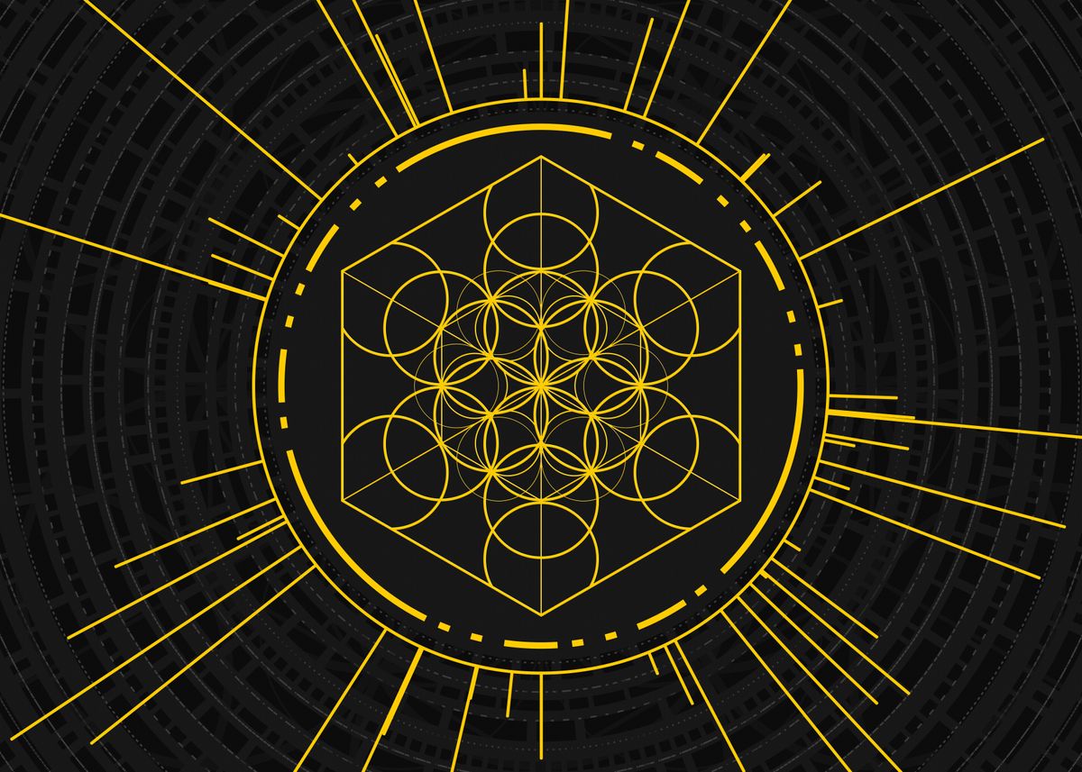'Gold Sacred Geometry Glyph' Poster by Holy Rock Design | Displate