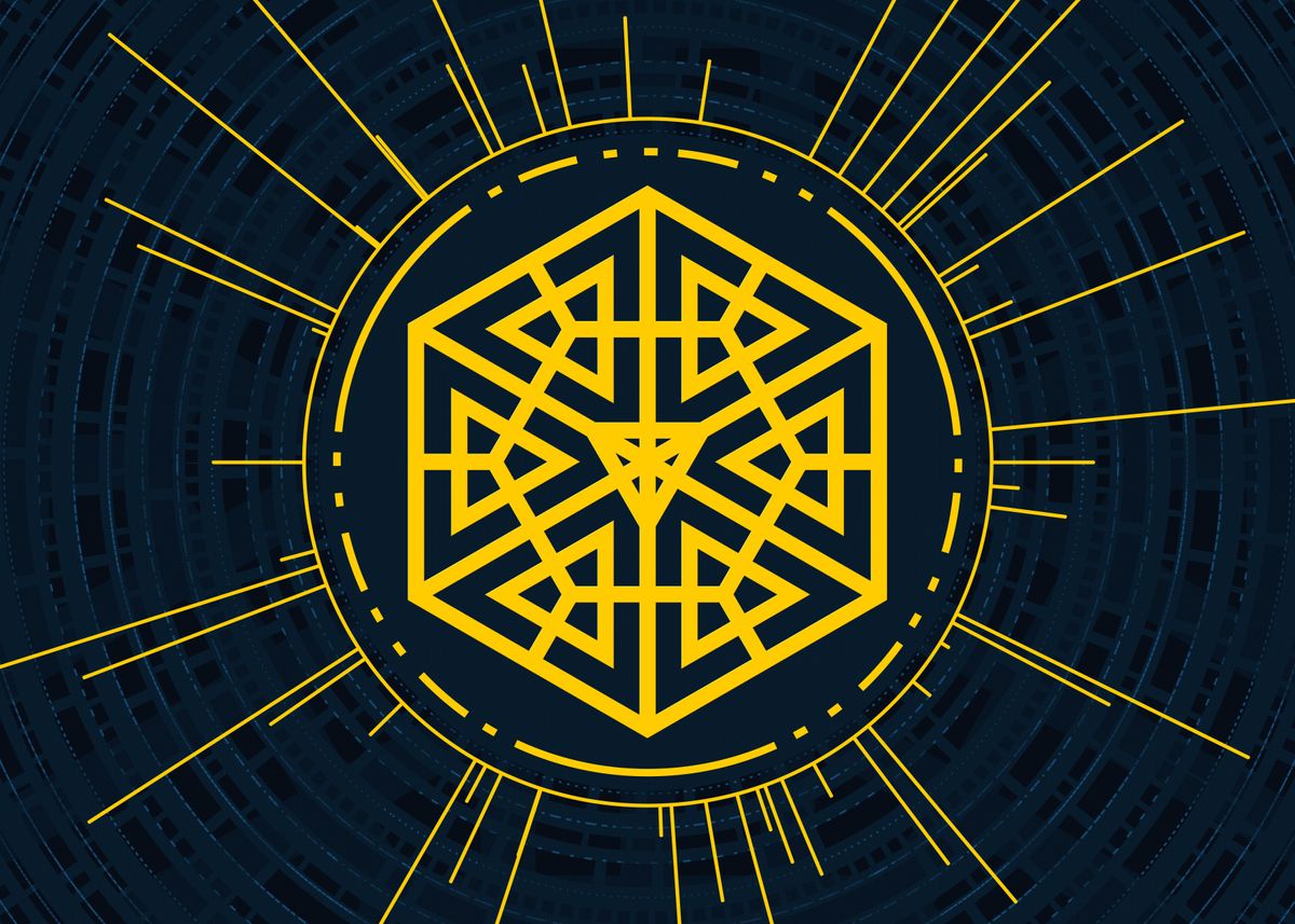 'Gold Geometric Glyph Rune' Poster, picture, metal print, paint by Holy ...