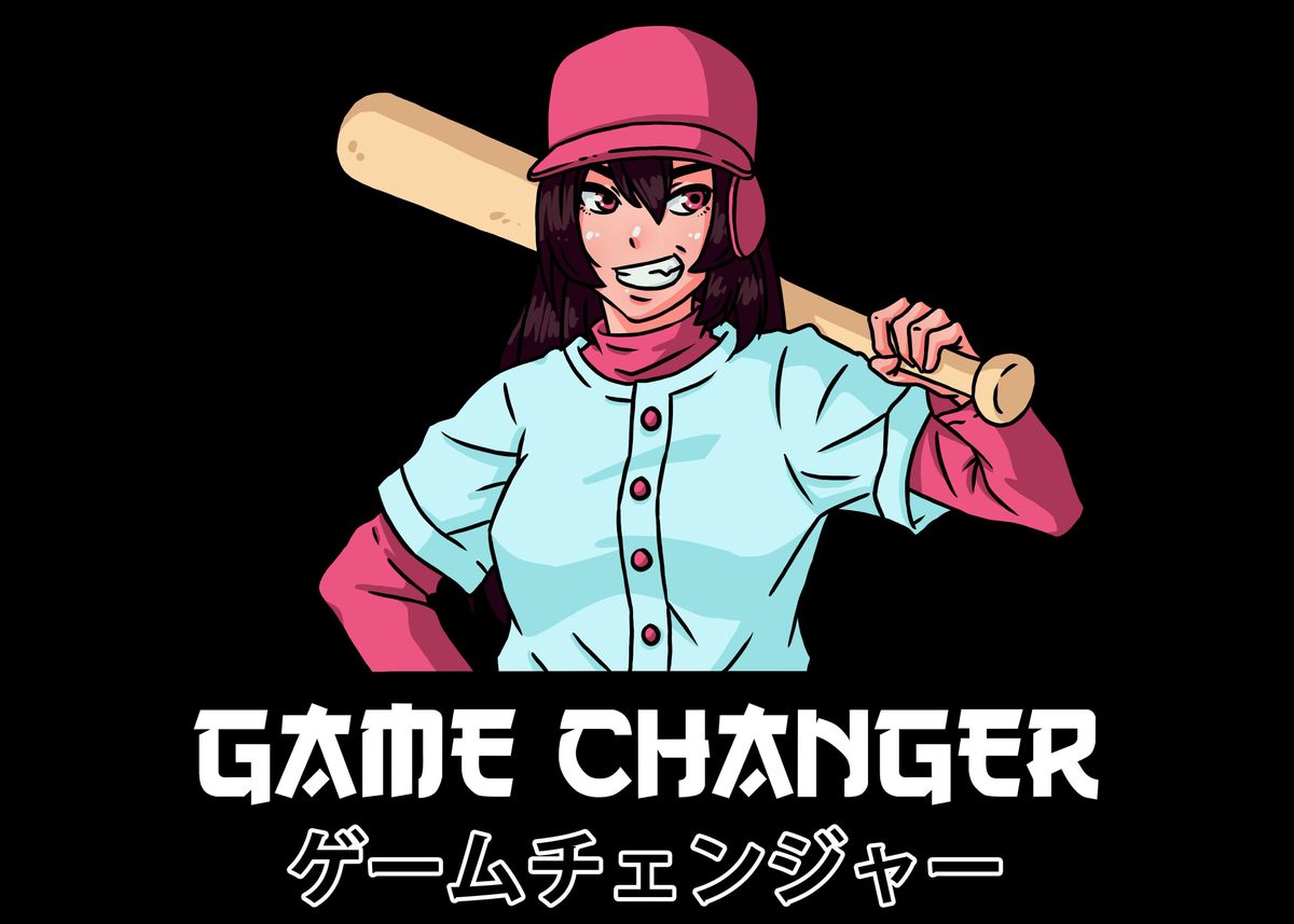 'Anime Girl Baseball' Poster, picture, metal print, paint by ...