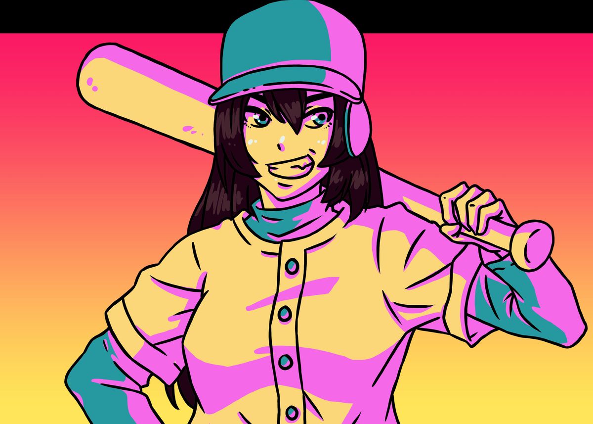 'Anime Girl Baseball' Poster, picture, metal print, paint by ...