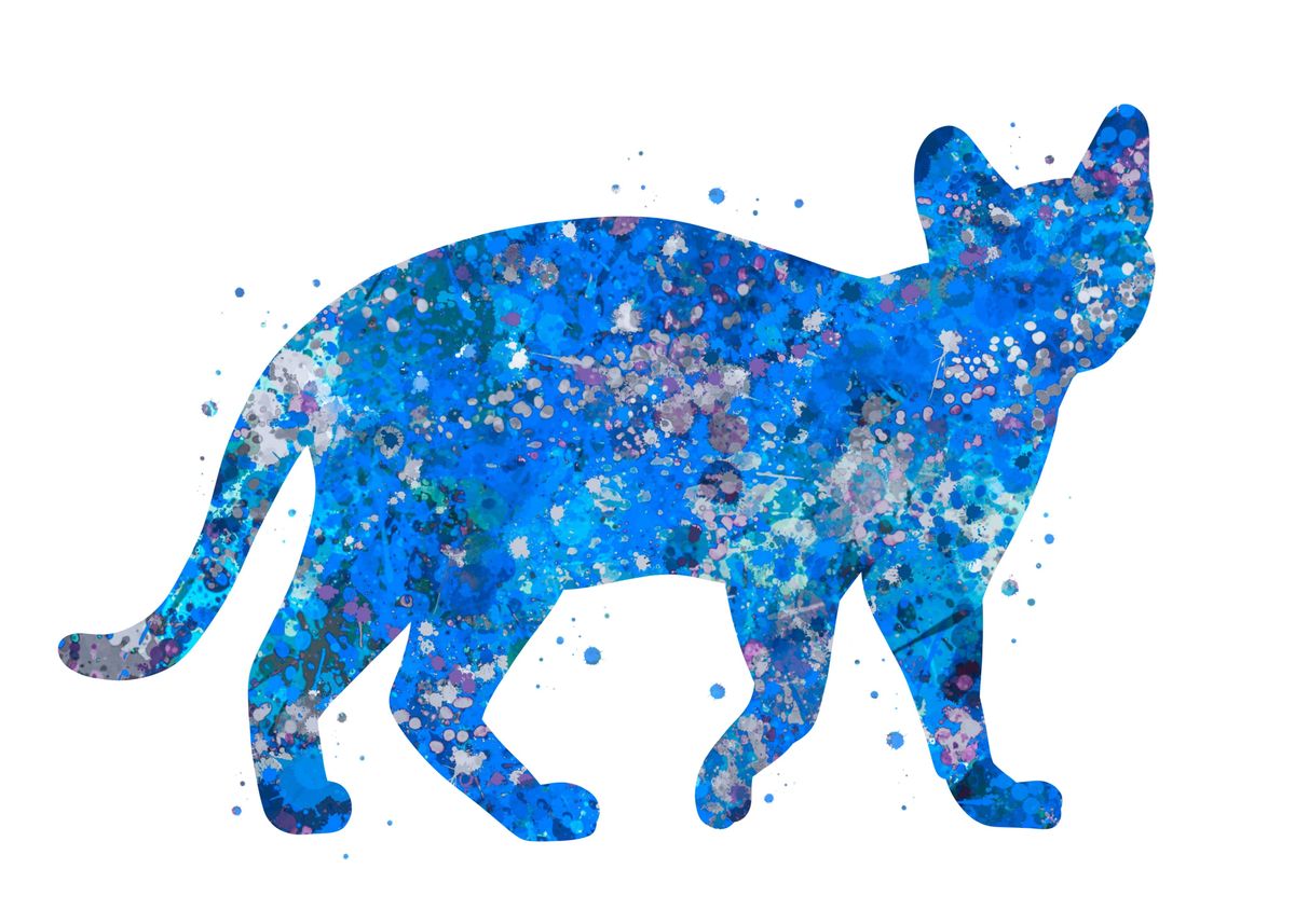 'Cat blue art' Poster by Yahya Art | Displate