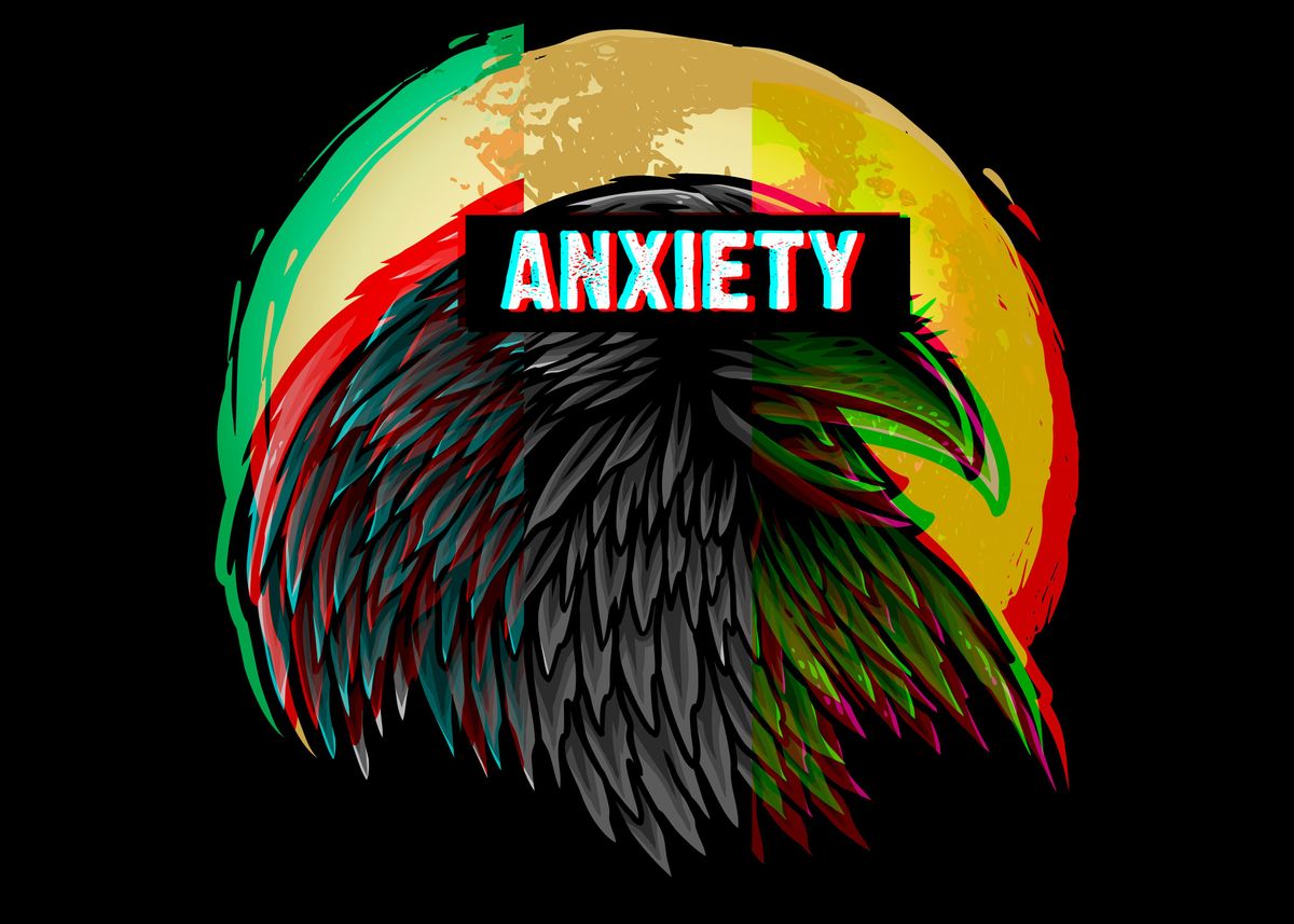 'Raven Crow Anxiety Glitch' Poster, picture, metal print, paint by ...