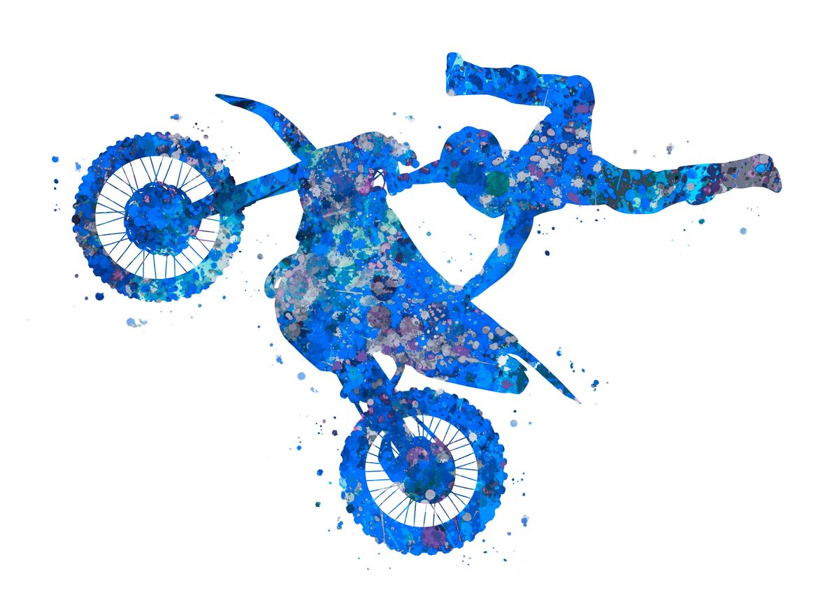 'Motocross blue art' Poster, picture, metal print, paint by Yahya Art ...