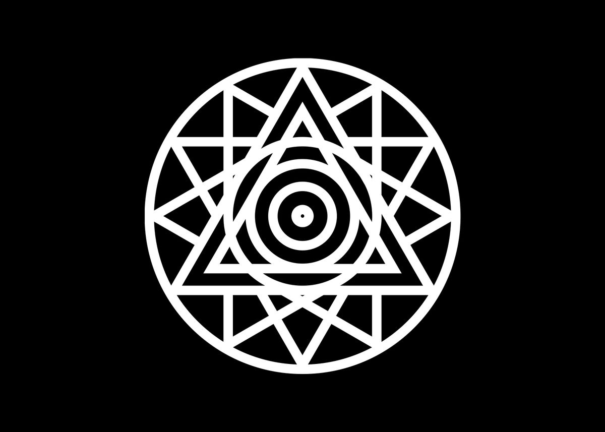 'Black Geometric Glyph Rune' Poster, picture, metal print, paint by ...