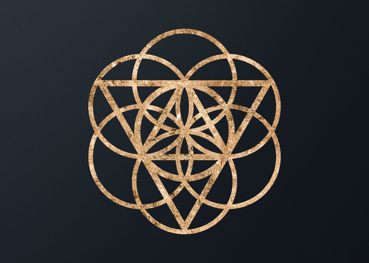 'Gold Geometric Glyph Rune' Poster, picture, metal print, paint by Holy ...