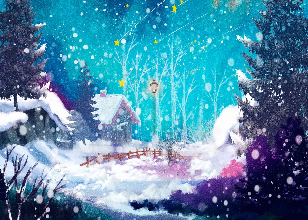 'Winter Landscapes Snowing' Poster by Max Ronn | Displate