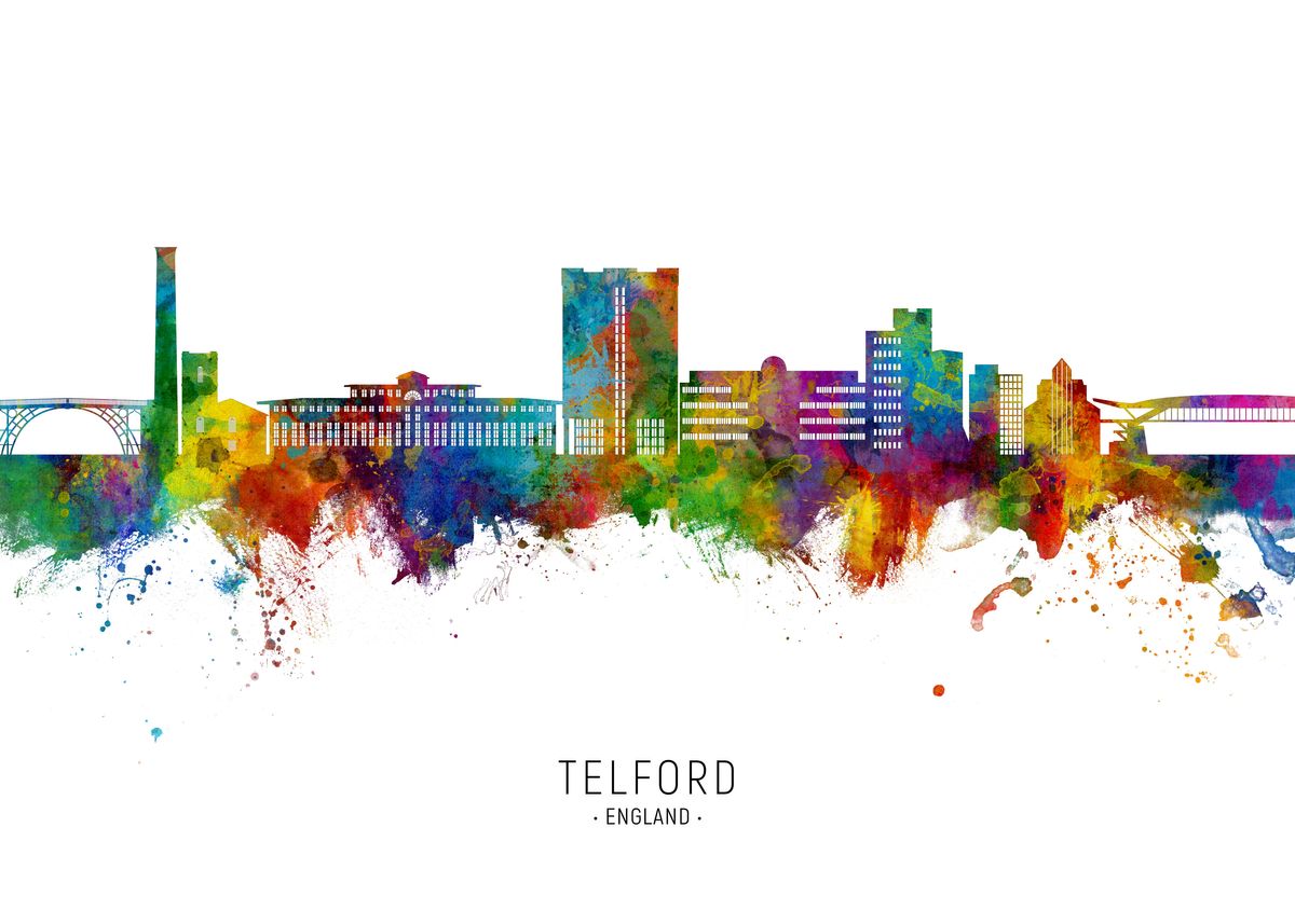 'Telford Skyline England' Poster, picture, metal print, paint by ...