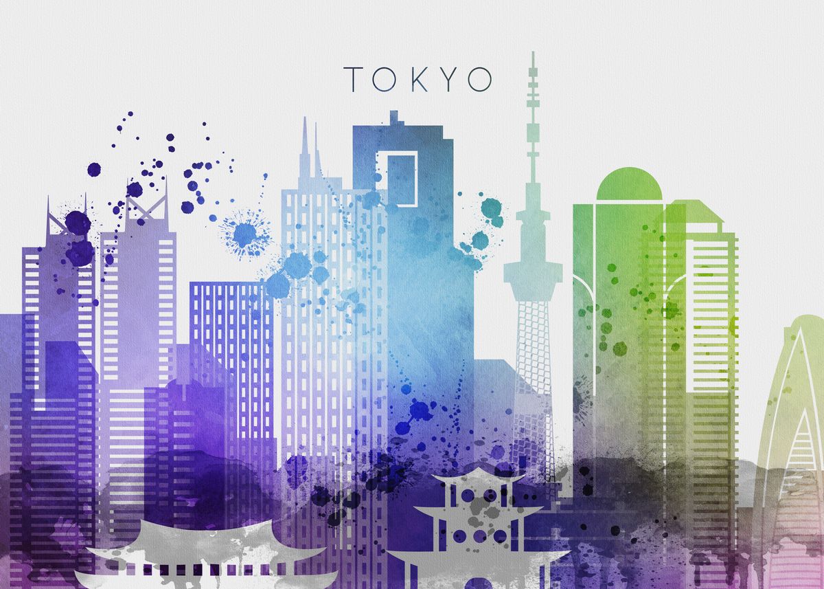 'Tokyo City' Poster, picture, metal print, paint by Dim | Displate