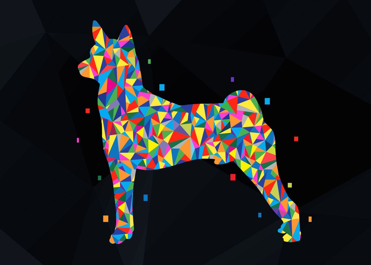 'Basenji dog wpap' Poster, picture, metal print, paint by Yahya Art | Displate