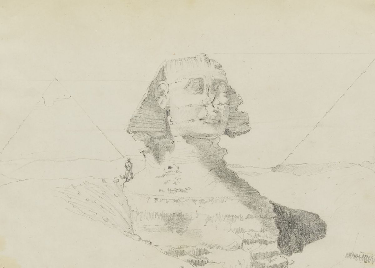 'Sphinx with Pyramids' Poster, picture, metal print, paint by Theo ...