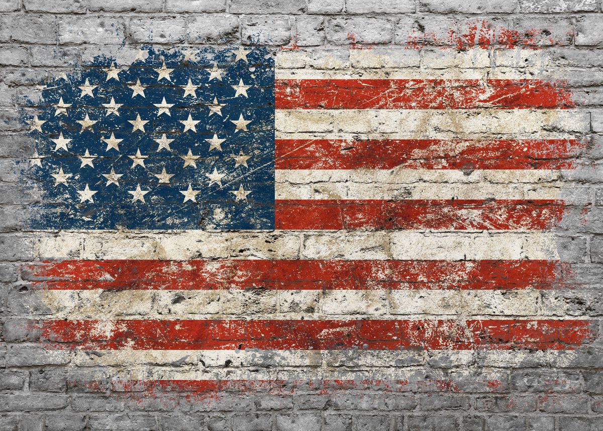 'US American flag graffiti' Poster, picture, metal print, paint by ...