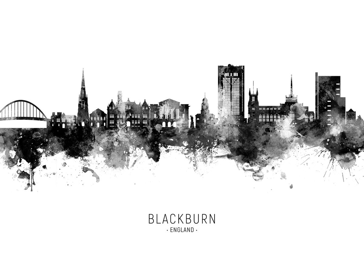 'Blackburn Skyline England' Poster, picture, metal print, paint by ...