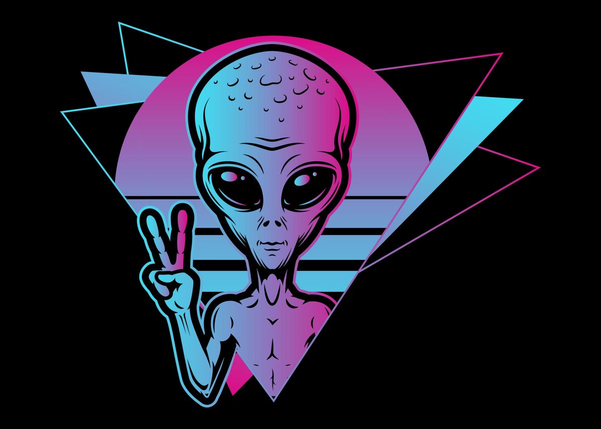 'Peace Alien Vaporwave Alie' Poster by Patrik | Displate