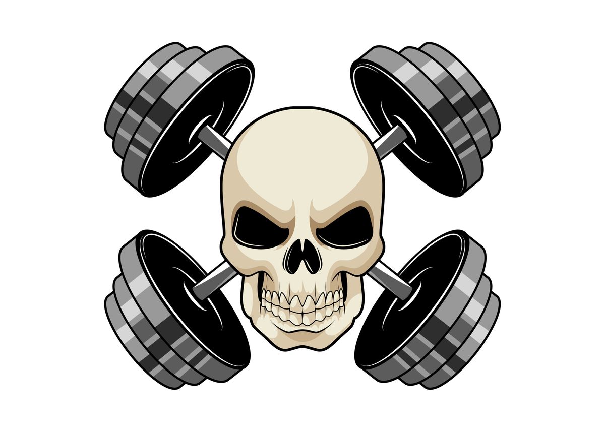'Skull Bodybuilding Fitness' Poster, picture, metal print, paint by ...