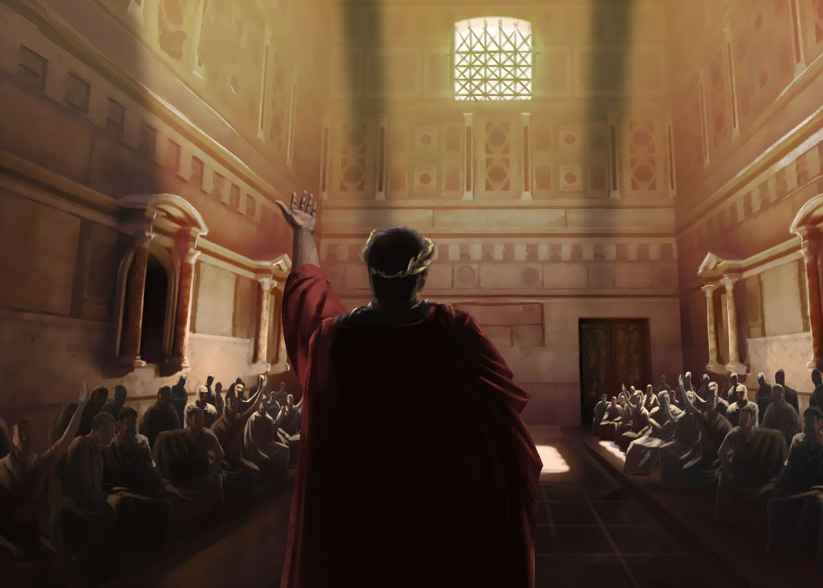 'Julius Caesar and Senators' Poster, picture, metal print, paint by ...