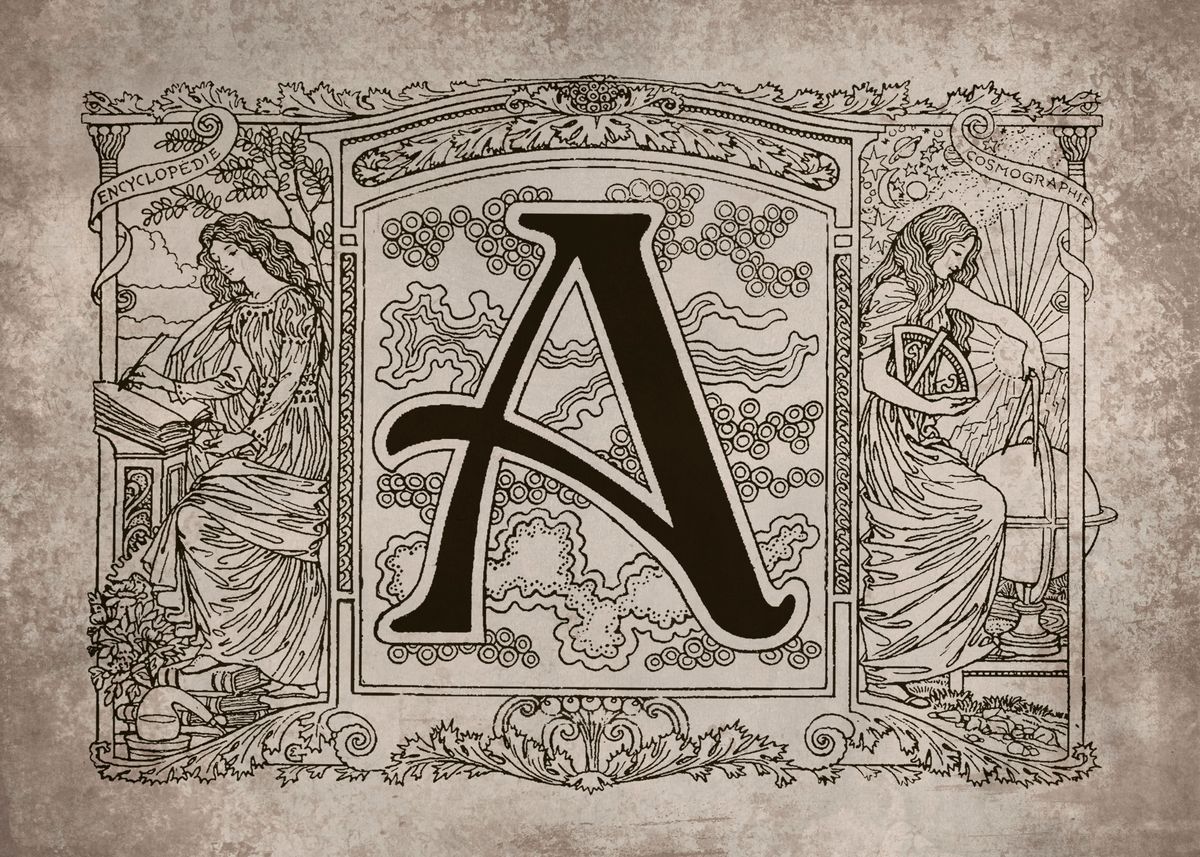 'Vintage Alphabet A' Poster, picture, metal print, paint by XandYart ...