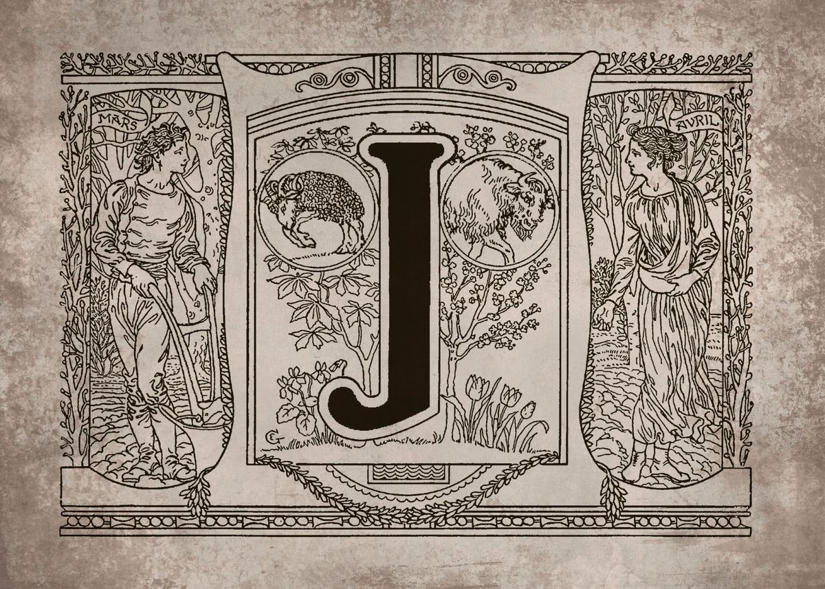 'Vintage Alphabet J' Poster, picture, metal print, paint by XandYart ...