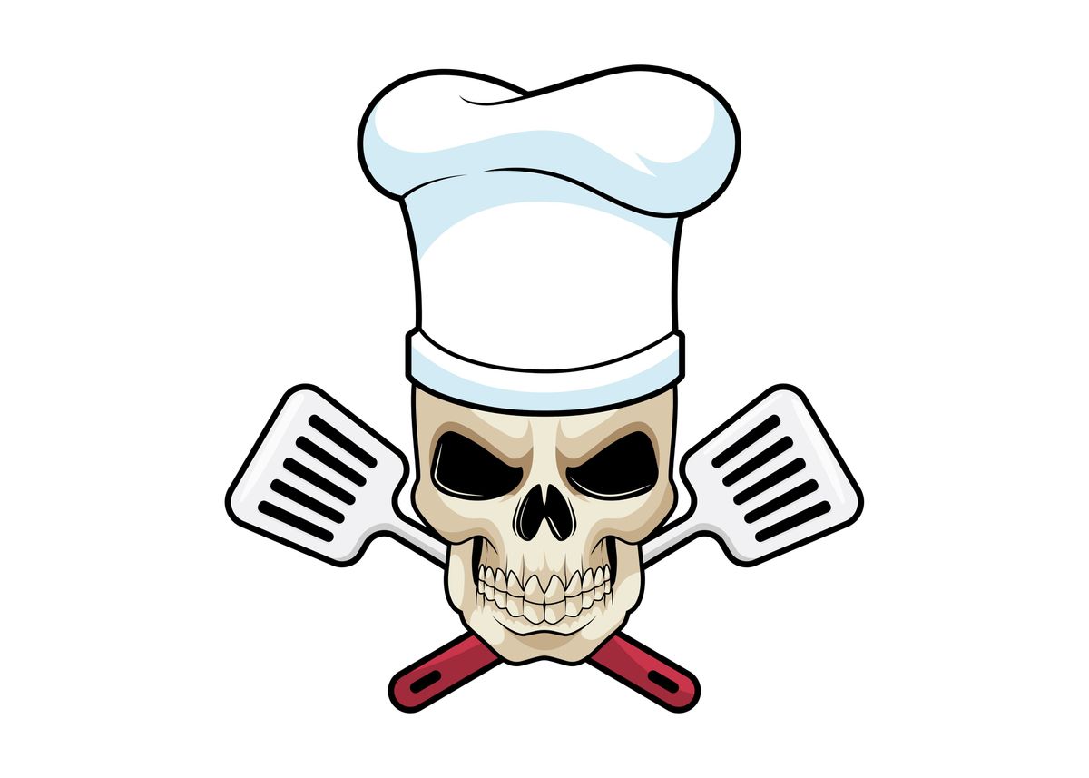 'Skull Cook Chef hat ' Poster, picture, metal print, paint by Markus ...