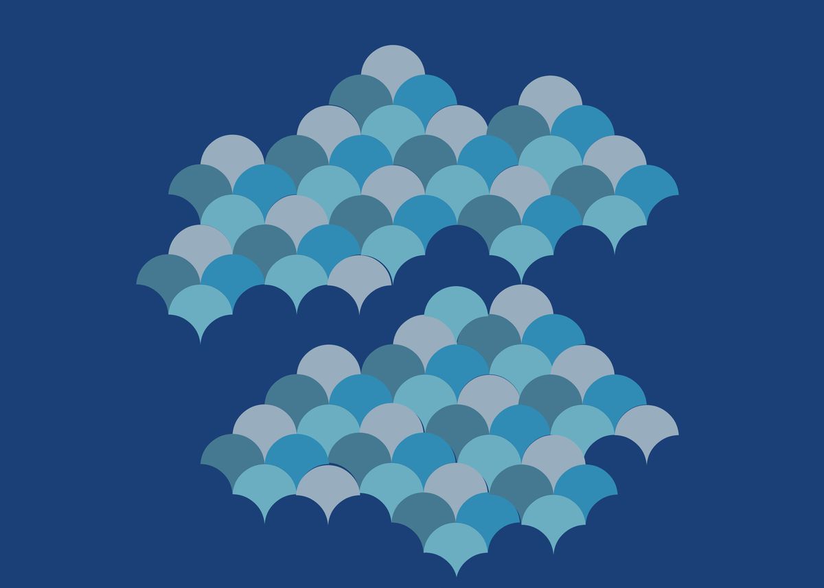 'Japan Blue Mermaid Scales' Poster by Anna Lemos | Displate