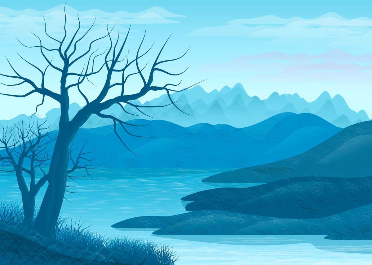 'Illustrate Blue Landscape ' Poster, picture, metal print, paint by ...