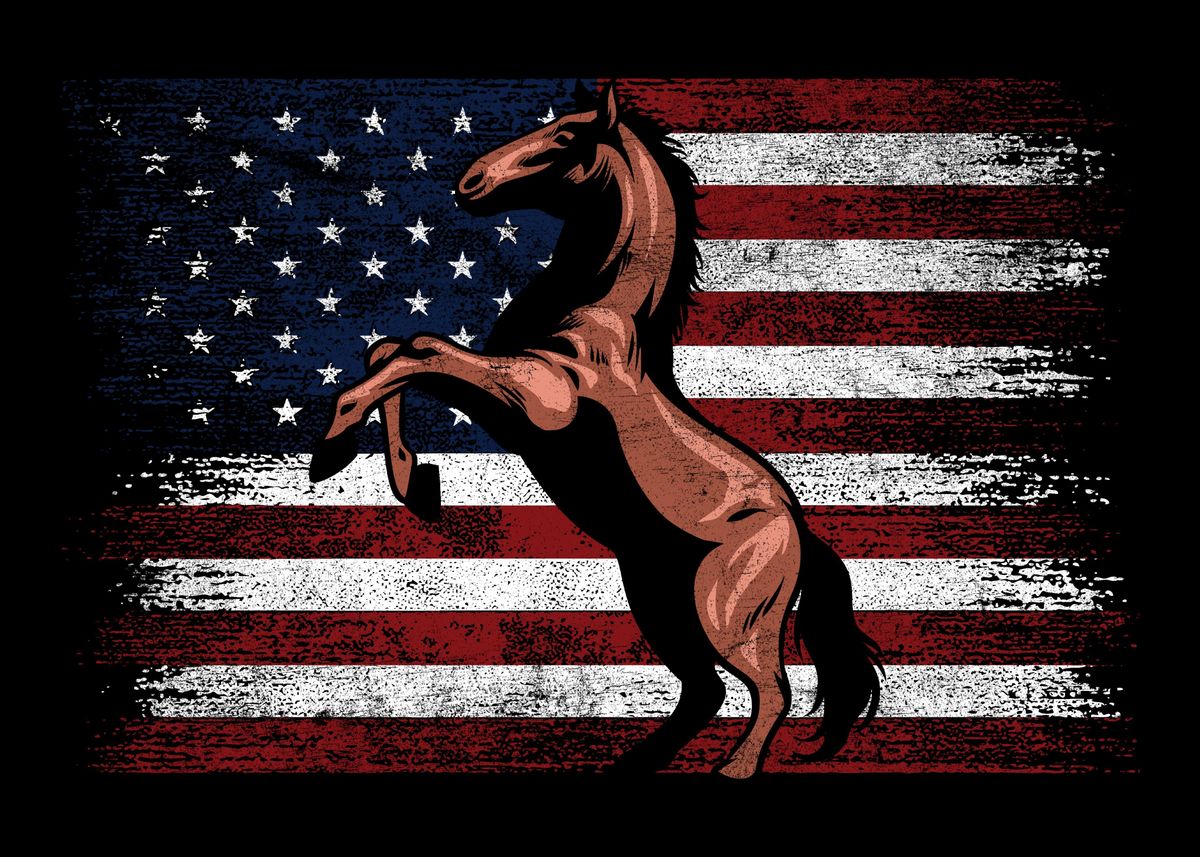 'Patriotic Horse US Flag' Poster by LeSheer Displate | Displate