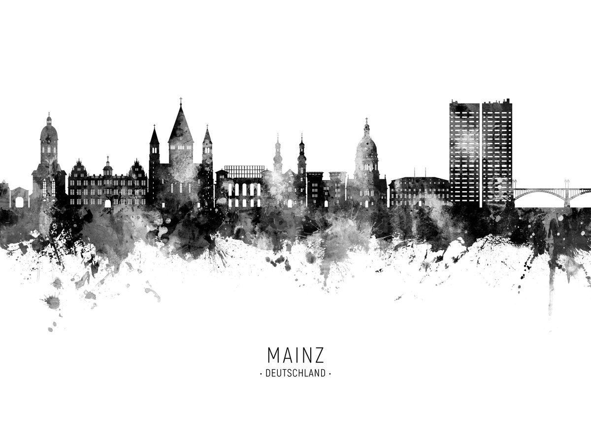 'Mainz Skyline Deutschland' Poster, picture, metal print, paint by ...