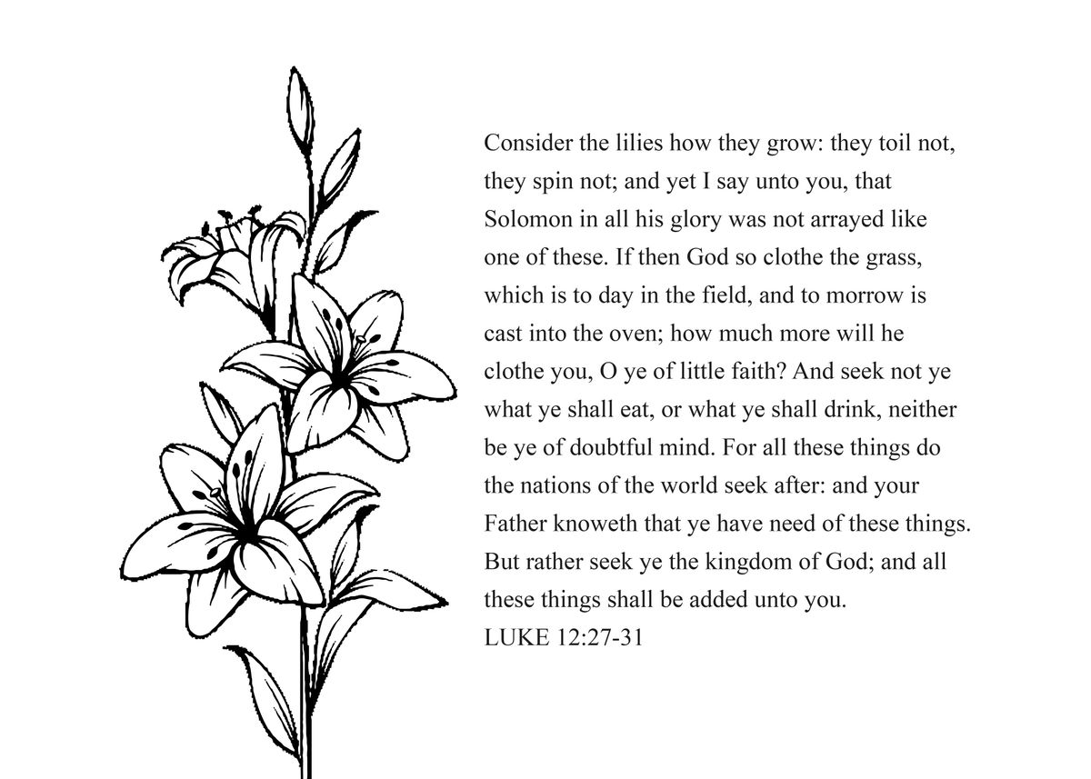 'Luke 12 27 31' Poster, picture, metal print, paint by ABConcepts ...