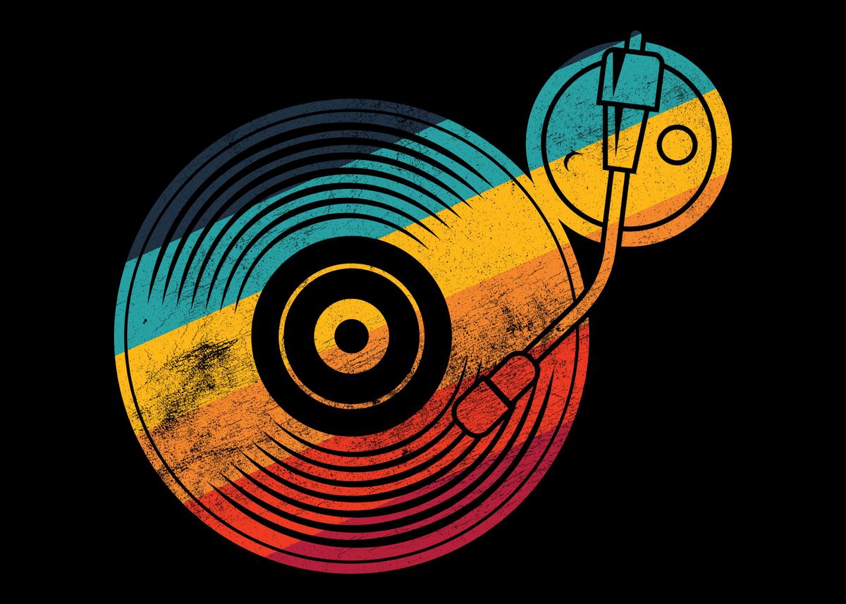 'Vintage Retro Vinyl DJ' Poster, picture, metal print, paint by ...