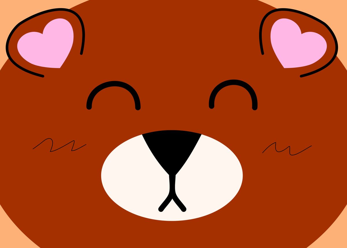 'Cute Kawaii Bear Face' Poster, picture, metal print, paint by Masaki ...