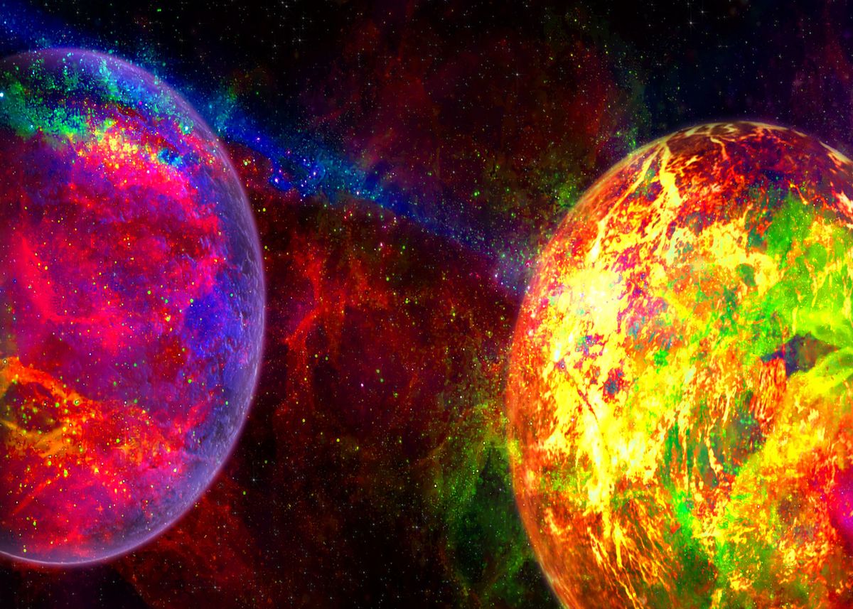 'Galaxy Duet' Poster, picture, metal print, paint by gera | Displate